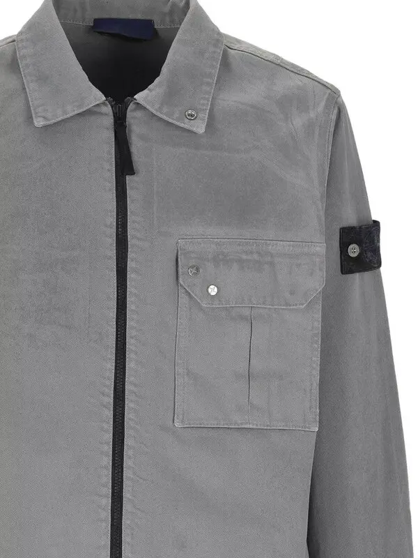 Stone Island 1200002 Corroded Reflective Light Bull Denim-tc Shirt