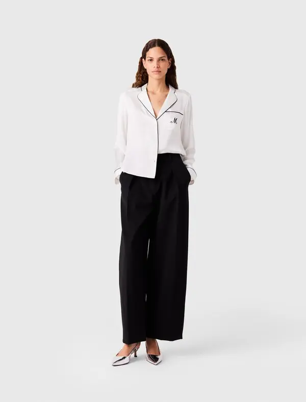 Maje Embroidered Silk Shirt - Ecru
