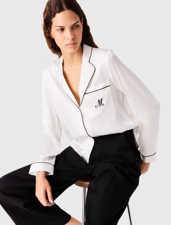 Maje Embroidered Silk Shirt
