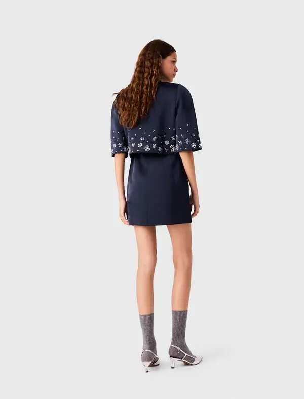Maje Short Embroidered Satin Jacket