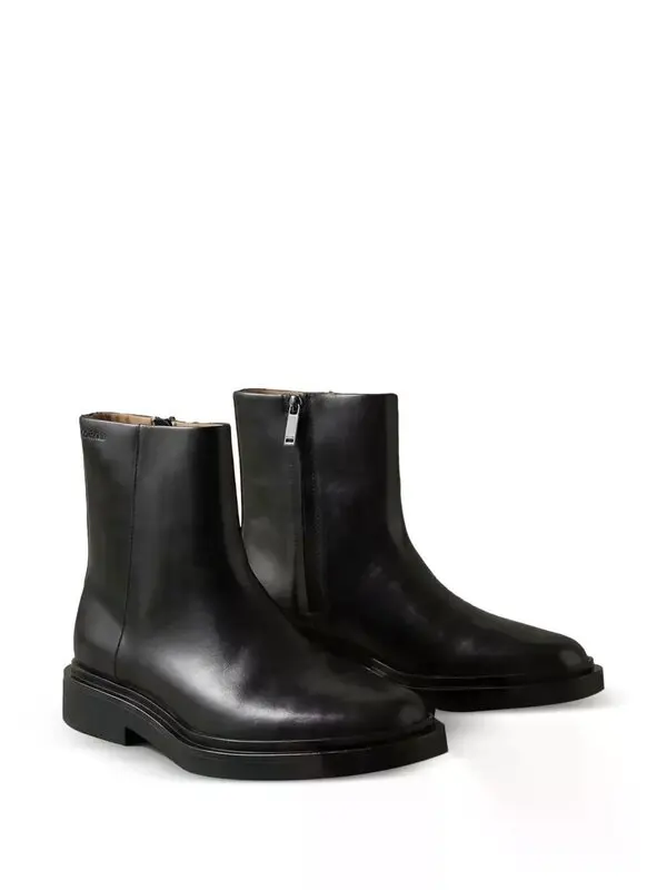 Calvin Klein Logo-plaque Leather Ankle Boots