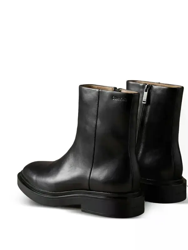 Calvin Klein Logo-plaque Leather Ankle Boots