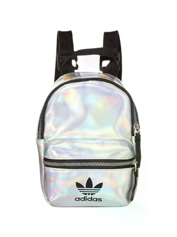 Adidas Iridescent-effect Logo-print Backpack - Silver