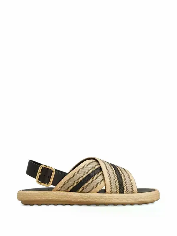 TOD'S Striped Crossover-strap Sandals - Neutrals