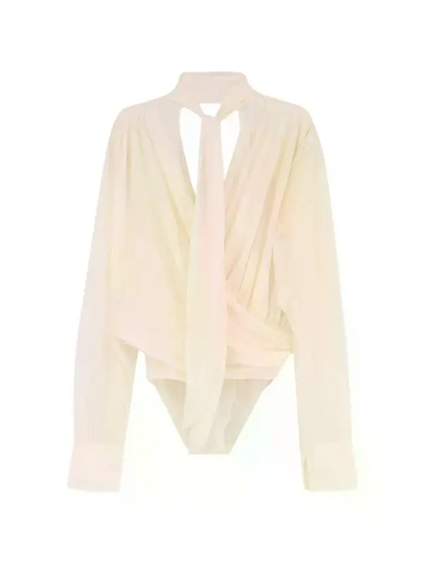 AMAZUIN Keila Draped Bodysuit - Neutrals