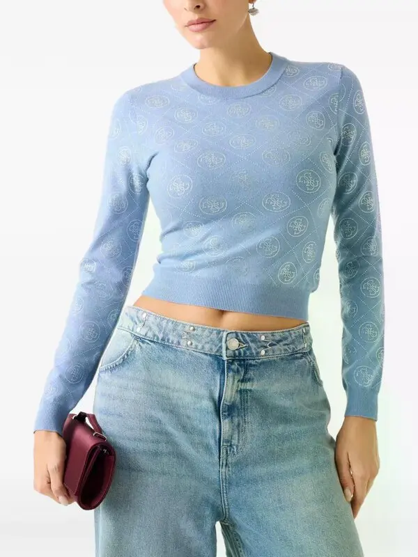 Guess 4g Rhinestones Sweater - Blue