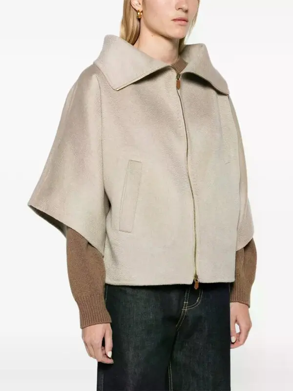 Max Mara Double Cashmere Cropped Coat Sand - Neutrals