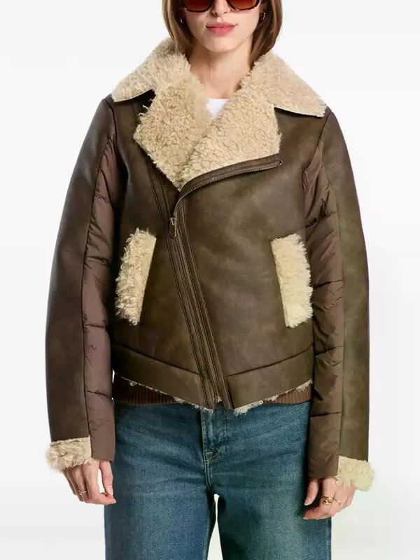 Desigual Shearling-trim Quilted Jacket - Brown