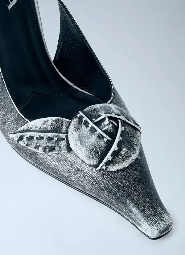 Prada Leather Slingback Pumps - Grey