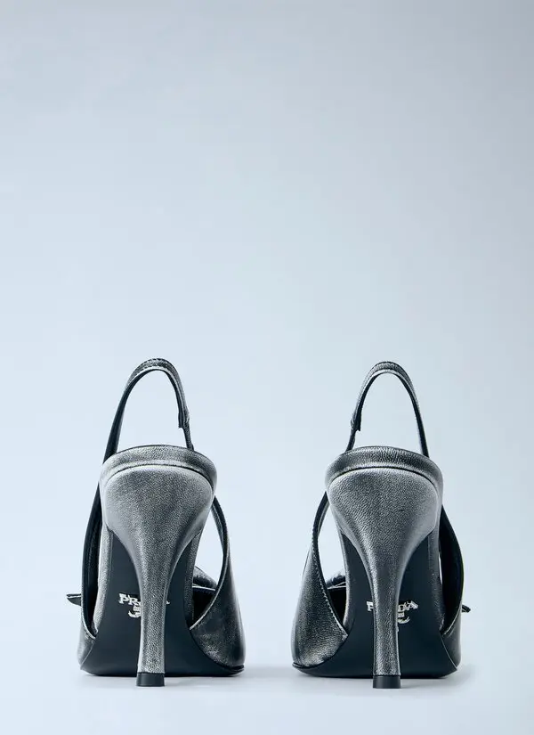 Prada Leather Slingback Pumps - Grey