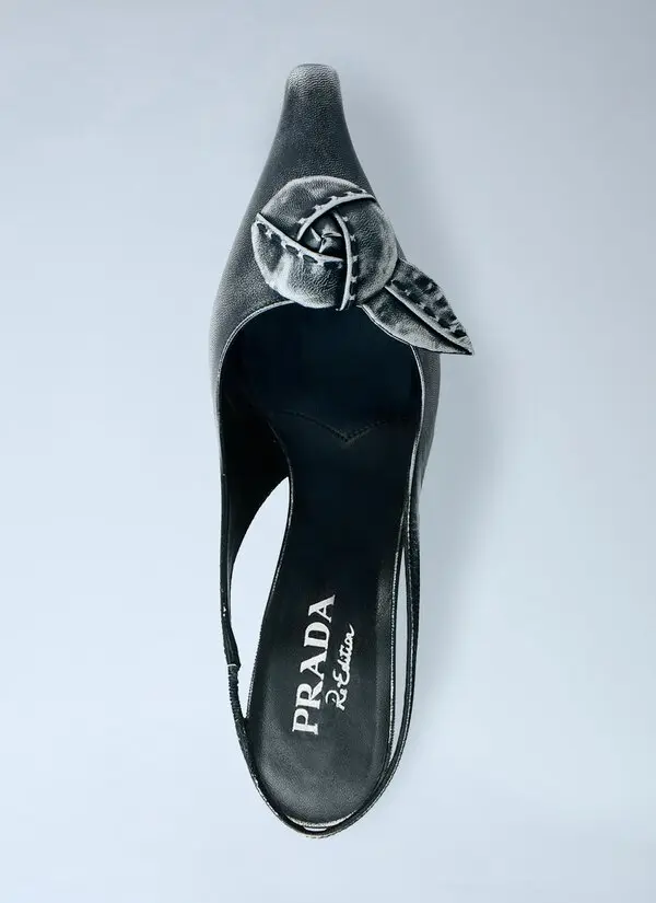 Prada Leather Slingback Pumps - Grey