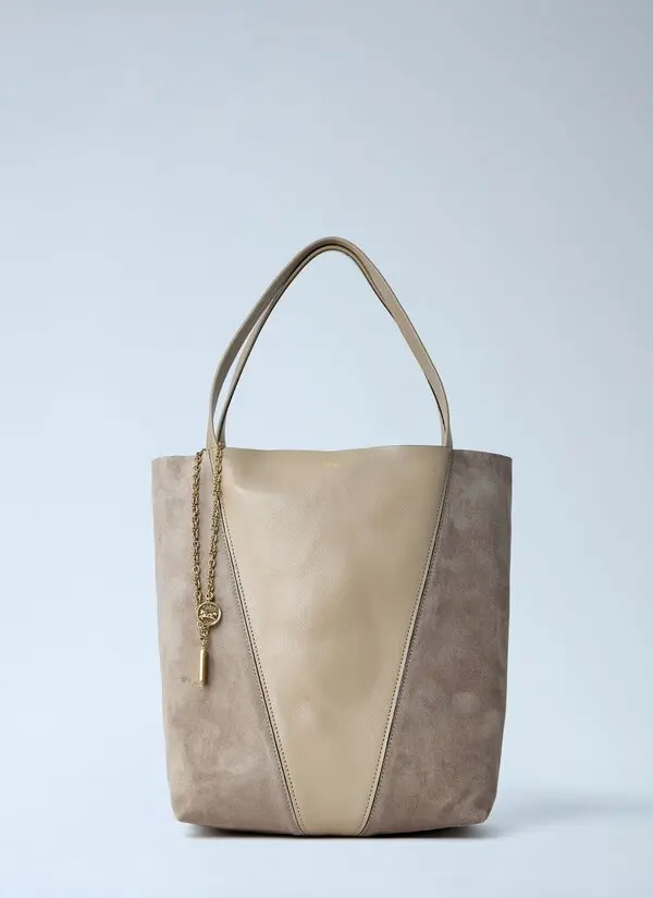 Chloé Spin Suede Tote Bag - Beige