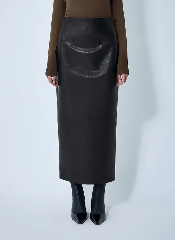 Khaite Loxley Leather Skirt