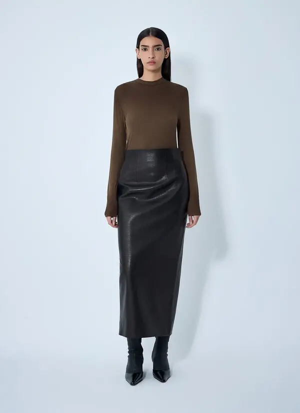 Khaite Loxley Leather Skirt