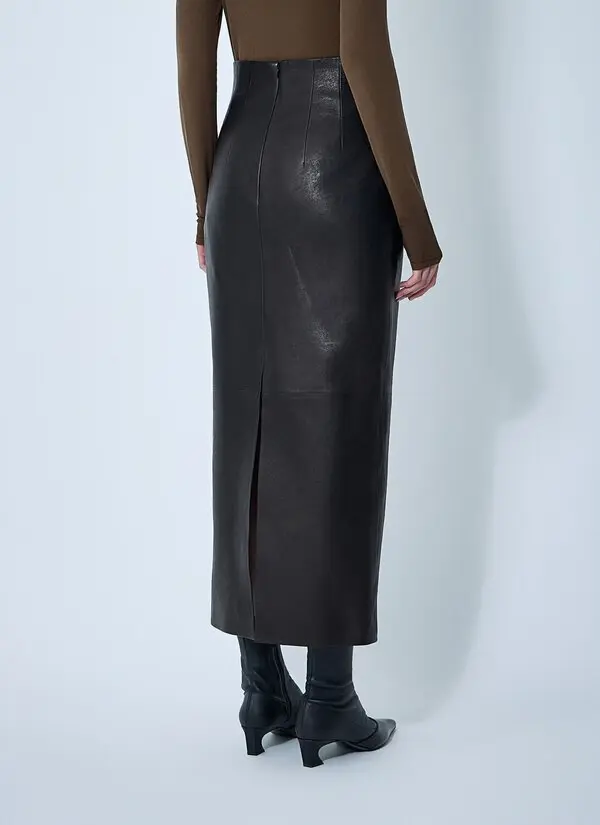 Khaite Loxley Leather Skirt