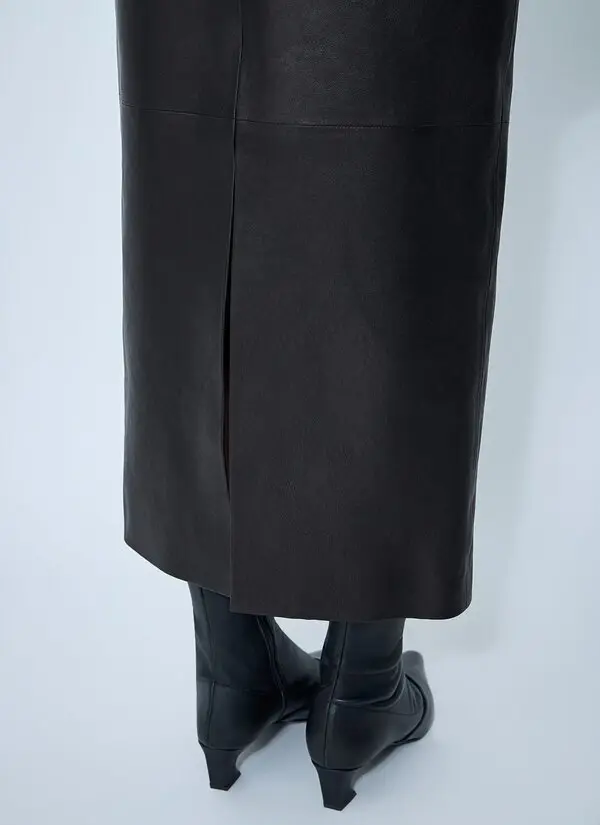 Khaite Loxley Leather Skirt