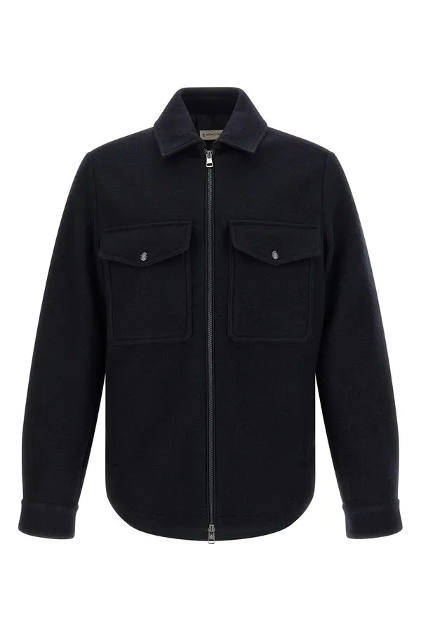 Moncler Wool Overshirt - Blue