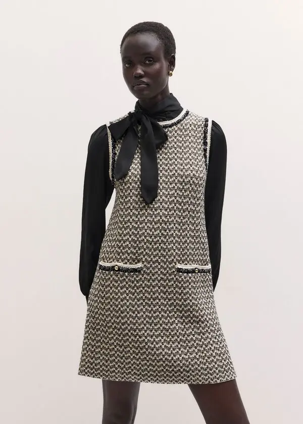 ME+EM Metallic Tweed A-line Knit Mini Dress