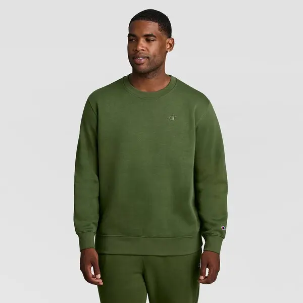 Champion Powerblend Crewneck Sweatshirt, C Logo Big & Tall - Chive