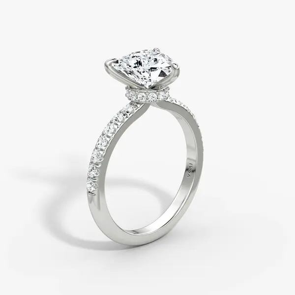 VRAI Floral Cathedral Round Brilliant Engagement Ring - Platinum