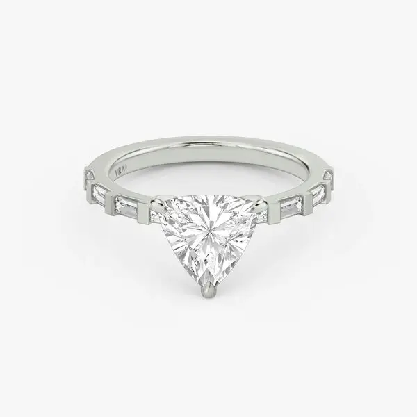 VRAI Baguette Bar Asscher Engagement Ring - Platinum