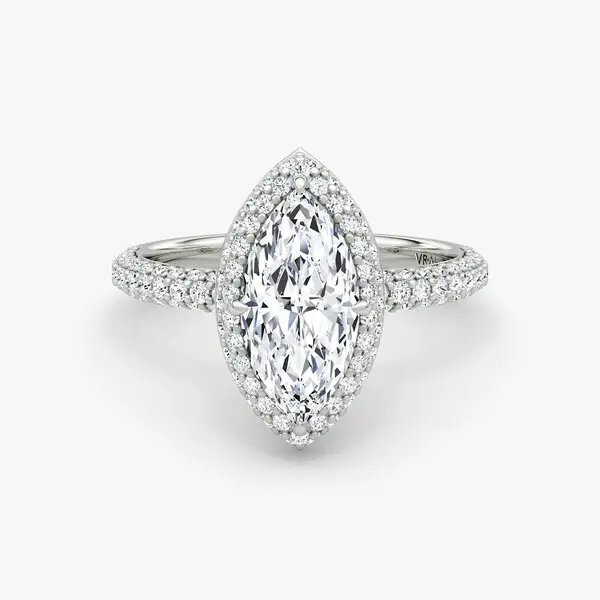 VRAI Halo Dome Oval Engagement Ring - Platinum