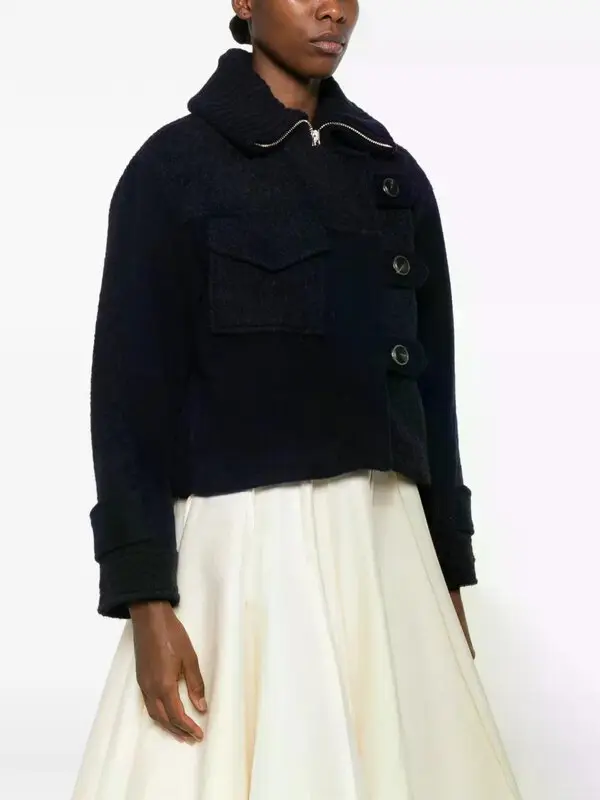 Ba&sh Dora Button-up Panelled Cropped Jacket - Blue