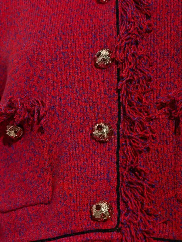 SELF-PORTRAIT Frayed Knit Jacket