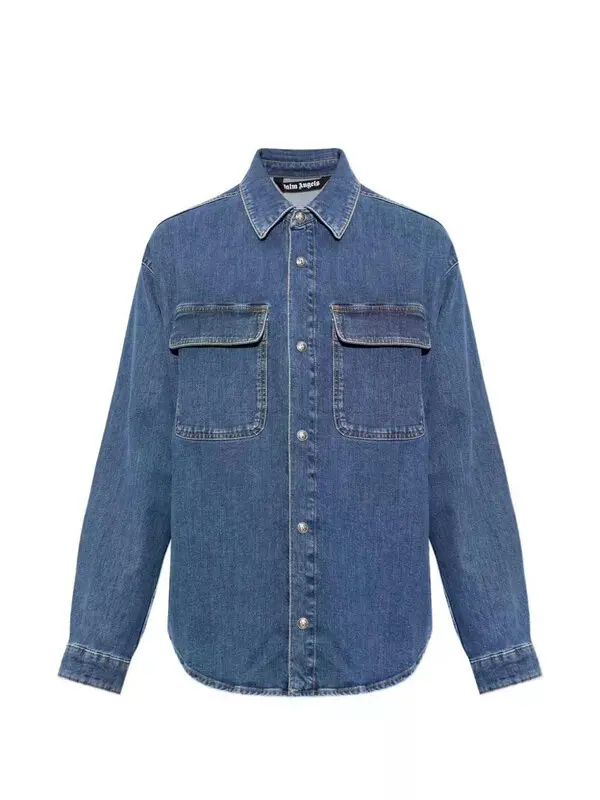 Palm Angels Logo-print Denim Shirt Jacket - Blue