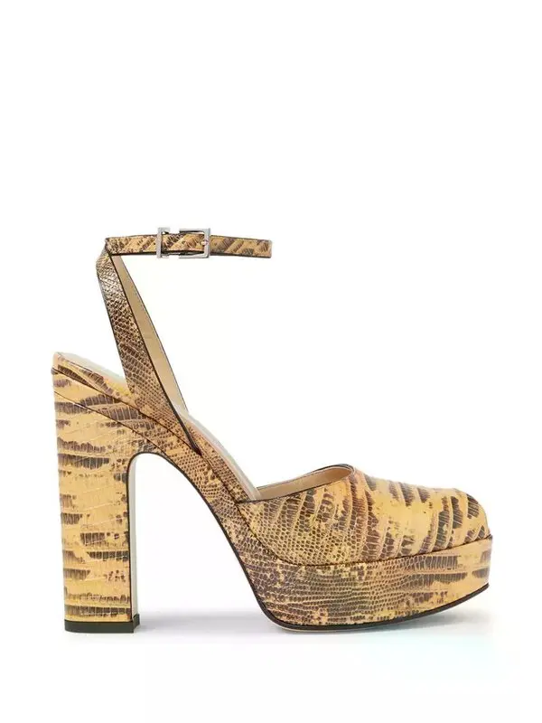 Fendi Snakeskin-effect Platform Sandals - Neutrals