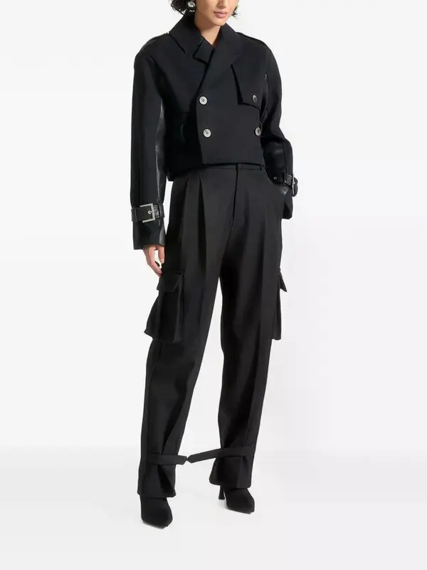 Manière De Voir Noemie Cropped Trench Coat With Belt - Black