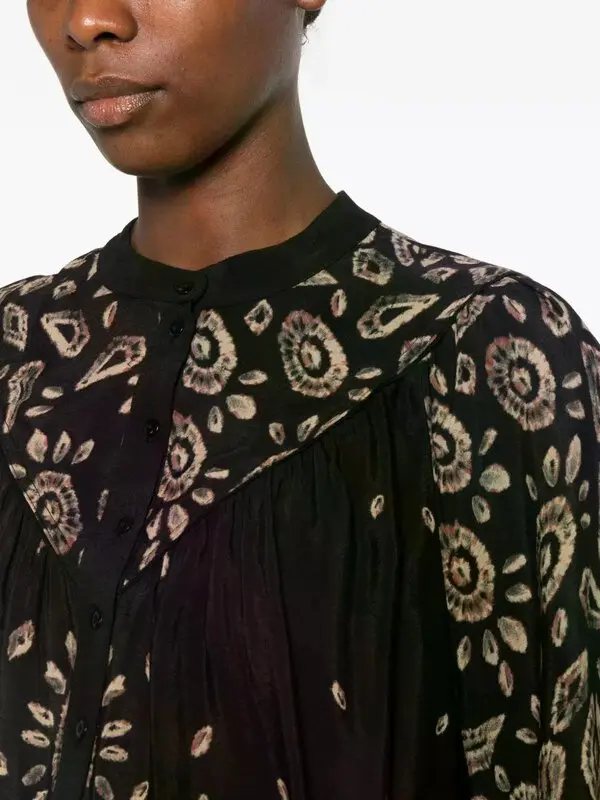 Ba&sh Brava Abstract-print Pleated Shirt