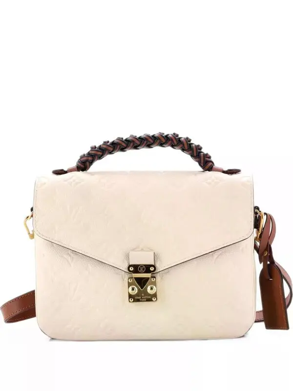 LOUIS VUITTON Braided Handle Pochette Metis Monogram Empreinte Leather Crossbody Bag - Neutrals