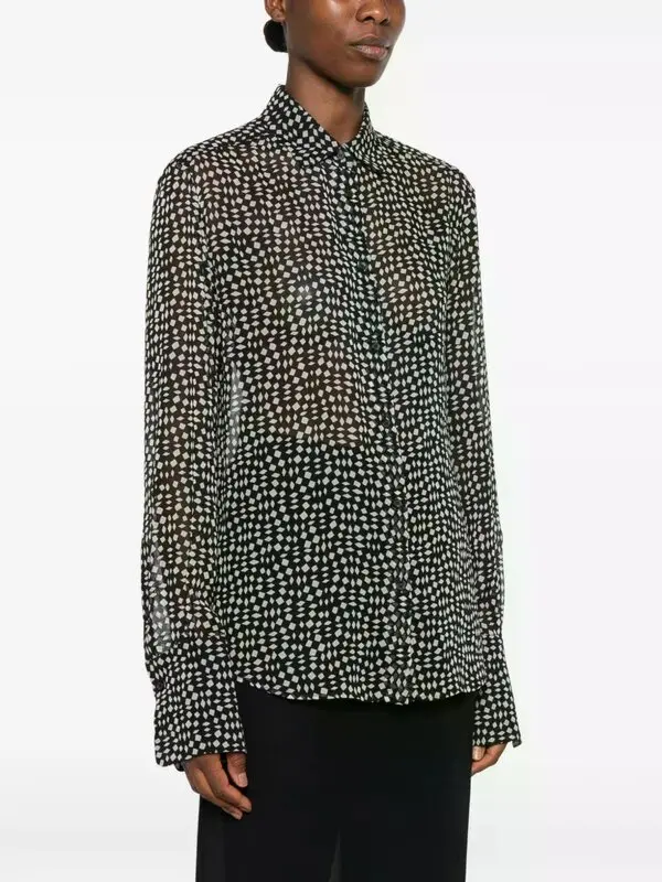 Fendi Geometric-print Sheer Shirt