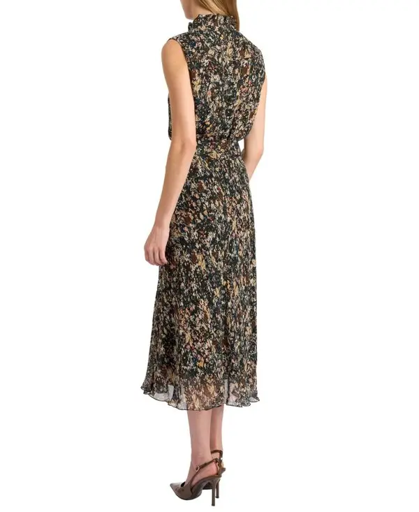 Santorelli Nirva Sleeveless Dress In Crepe Crinkle Georgette