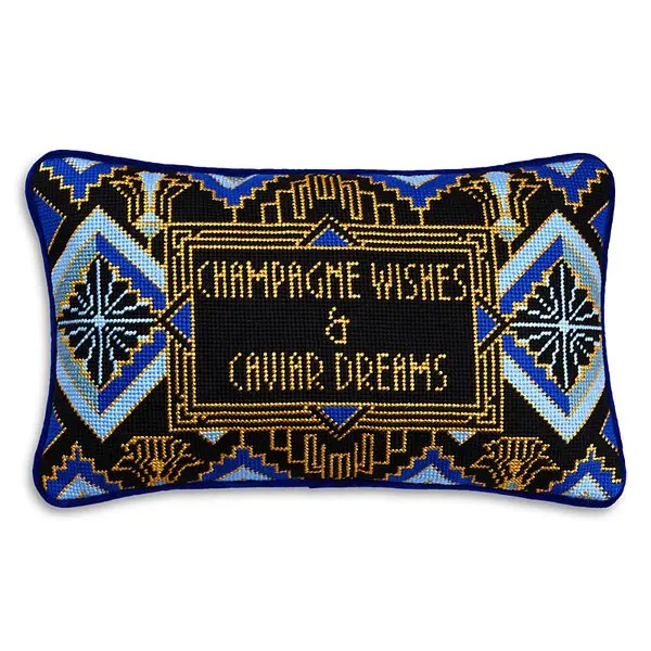 FURBISH Champagne Wishes Needlepoint Decorative Pillow, 15 X 9 - Multi