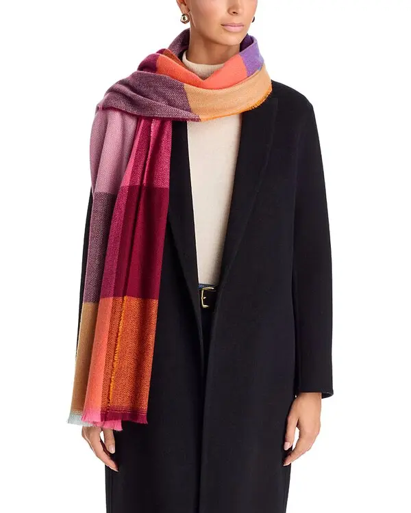 Echo Check Fringe Scarf - Multi