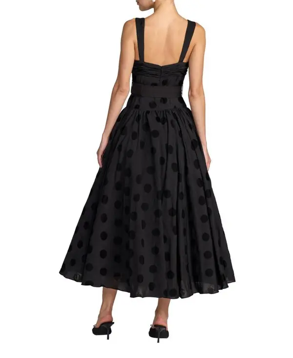 Mac Duggal Polka Dot Belted Midi Dress