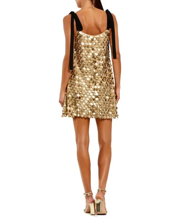 Mac Duggal Thin Strap Paillette Embellished Mini Dress