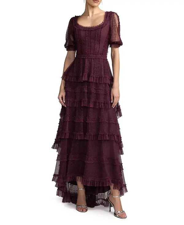 Mac Duggal Tiered Ruffle High Low Gown - Amethyst