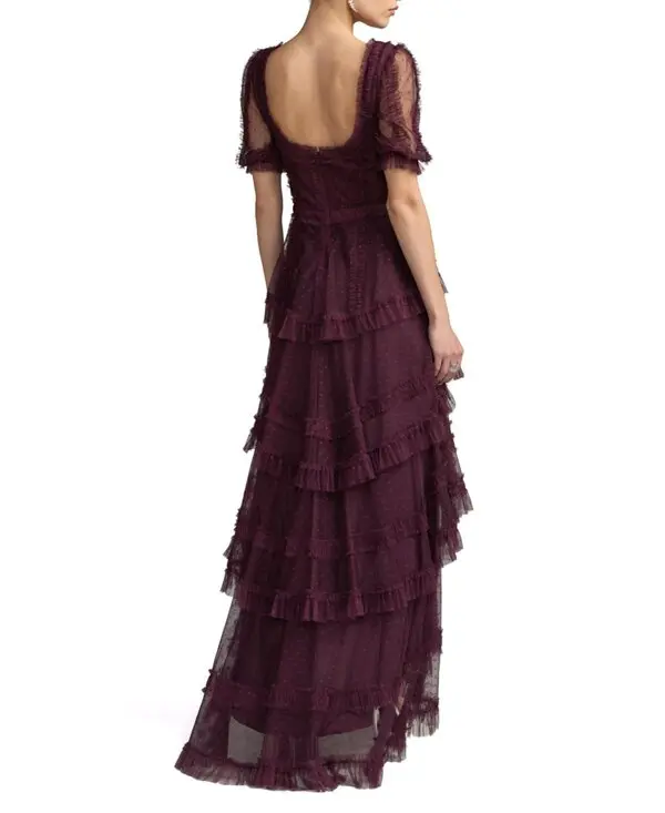 Mac Duggal Tiered Ruffle High Low Gown