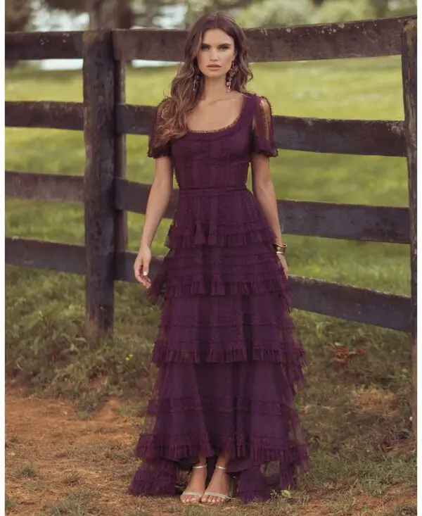 Mac Duggal Tiered Ruffle High Low Gown
