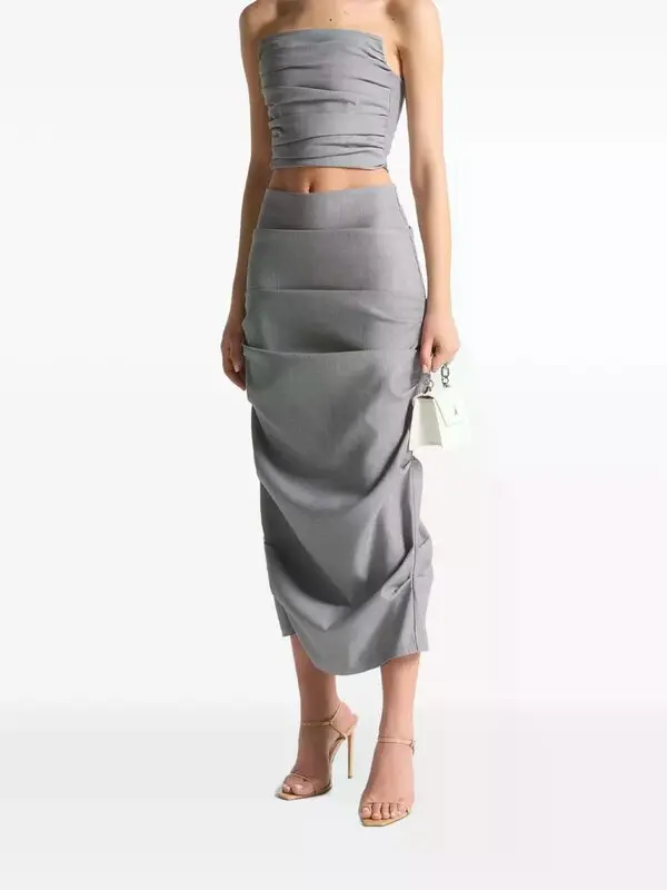 Manière De Voir Pleated Bandeau Tailored Corset Top - Grey