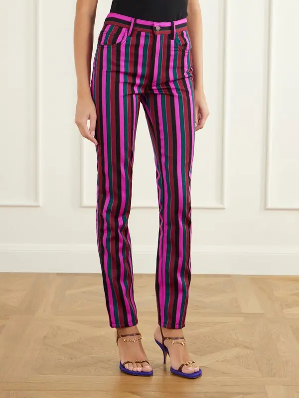 Chloé Striped Virgin Wool Mid-rise Skinny Pants
