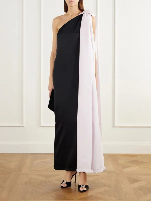 Bernadette Ross Two-tone One-shoulder Satin Gown