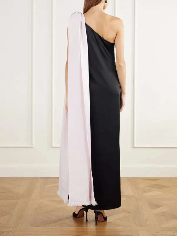 Bernadette Ross Two-tone One-shoulder Satin Gown