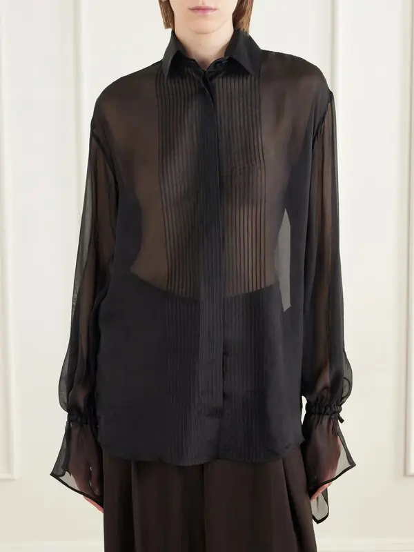Etro Pintucked Silk-chiffon Shirt