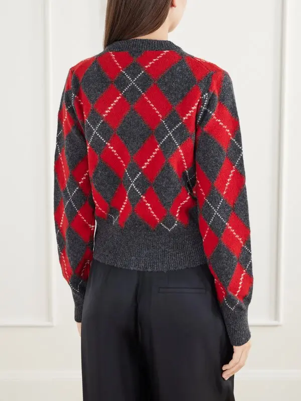 AMI Paris Argyle Wool Cardigan