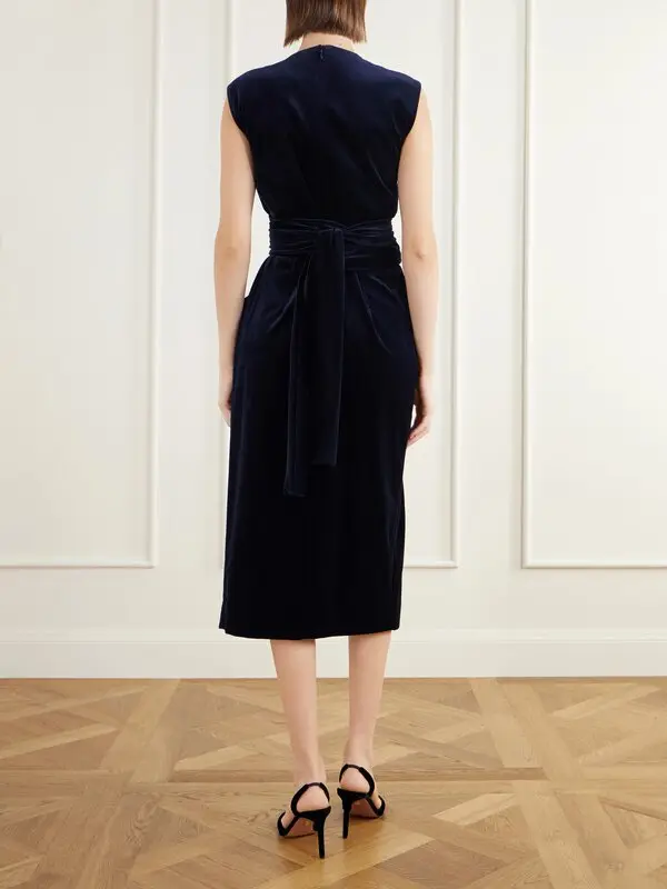 Altuzarra Tippi Gathered Cotton-blend Velvet Midi Dress