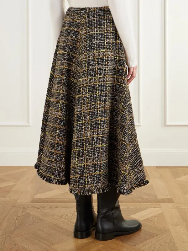 Altuzarra Varda Fringe-trimmed Tweed Midi Skirt